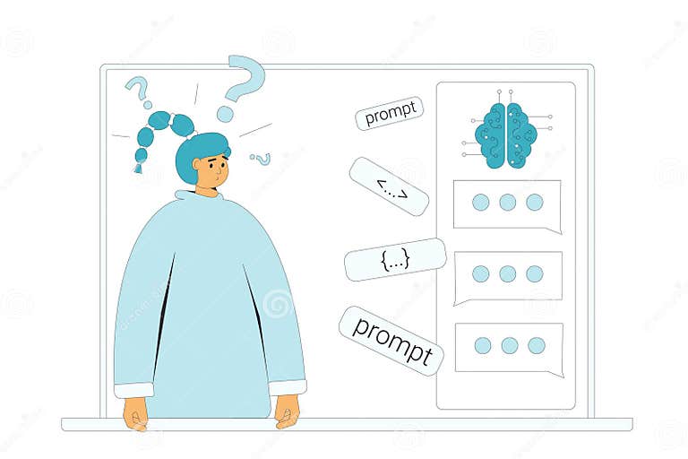 Artificial Intelligence Confusing. Prompt Engineering Problem Stock Vector - Illustration of ...