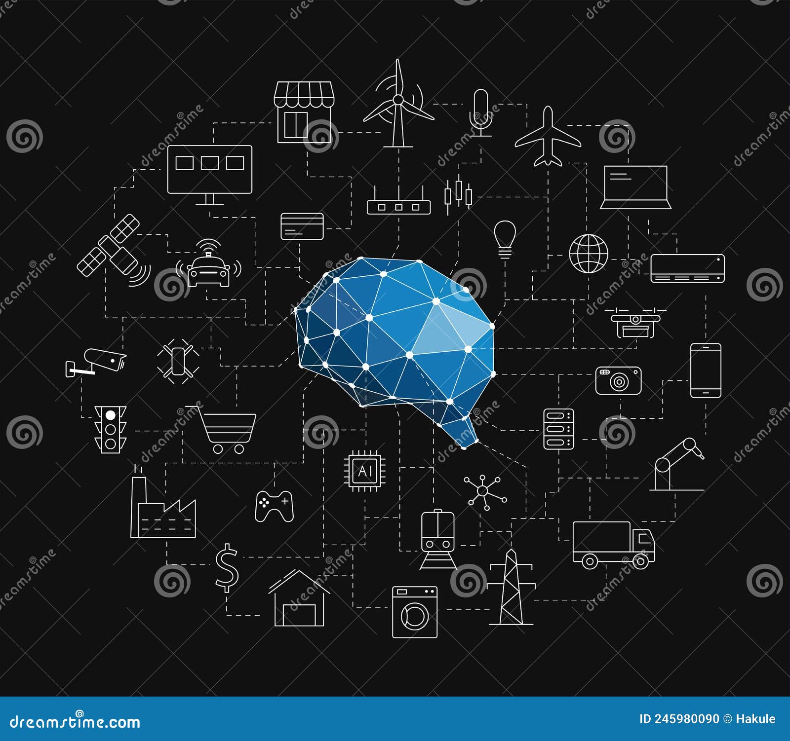 Artificial Intelligence Connects the Future, Vector Illustration Stock ...