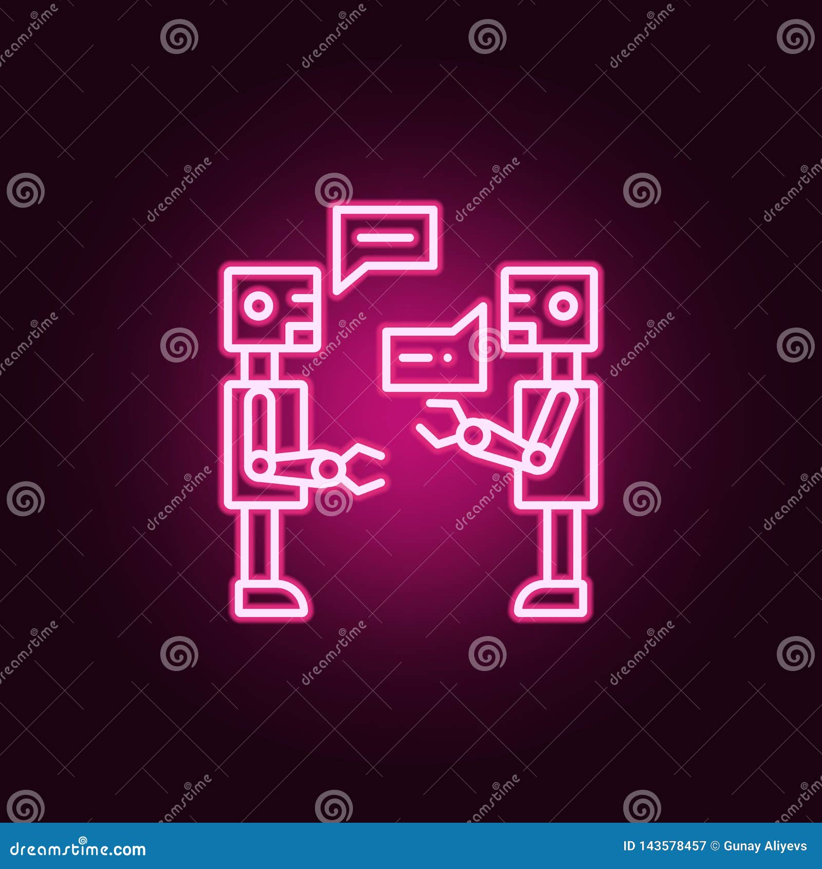 Artificial Intelligence Conversation Neon Icon. Elements of Artifical ...