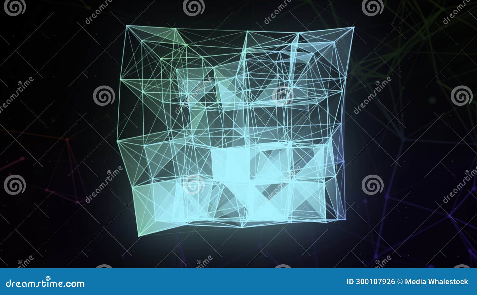 Artificial Intelligence Creating Blue Gradient Plexus Cubic 3D Figure ...