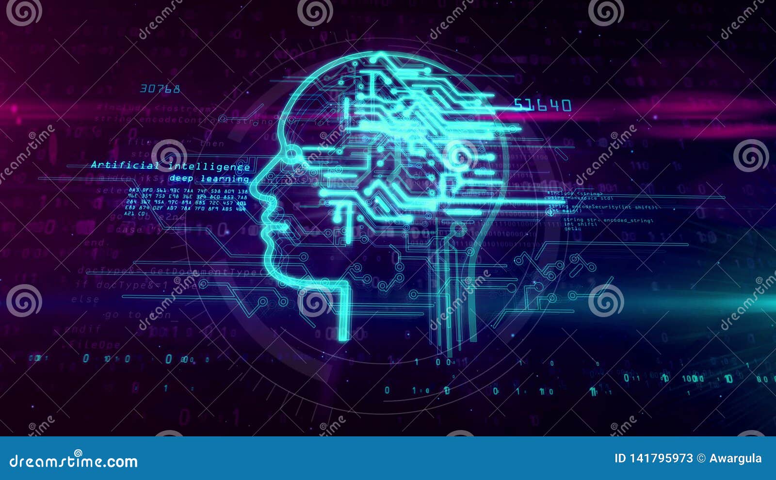 Artificial Intelligence with Cyber Head Symbol Stock Video - Video of ...