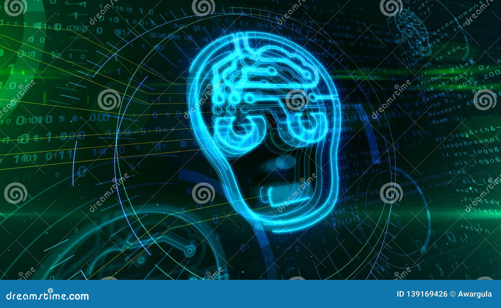 Artificial Intelligence with Cyber Head Symbol Stock Illustration ...
