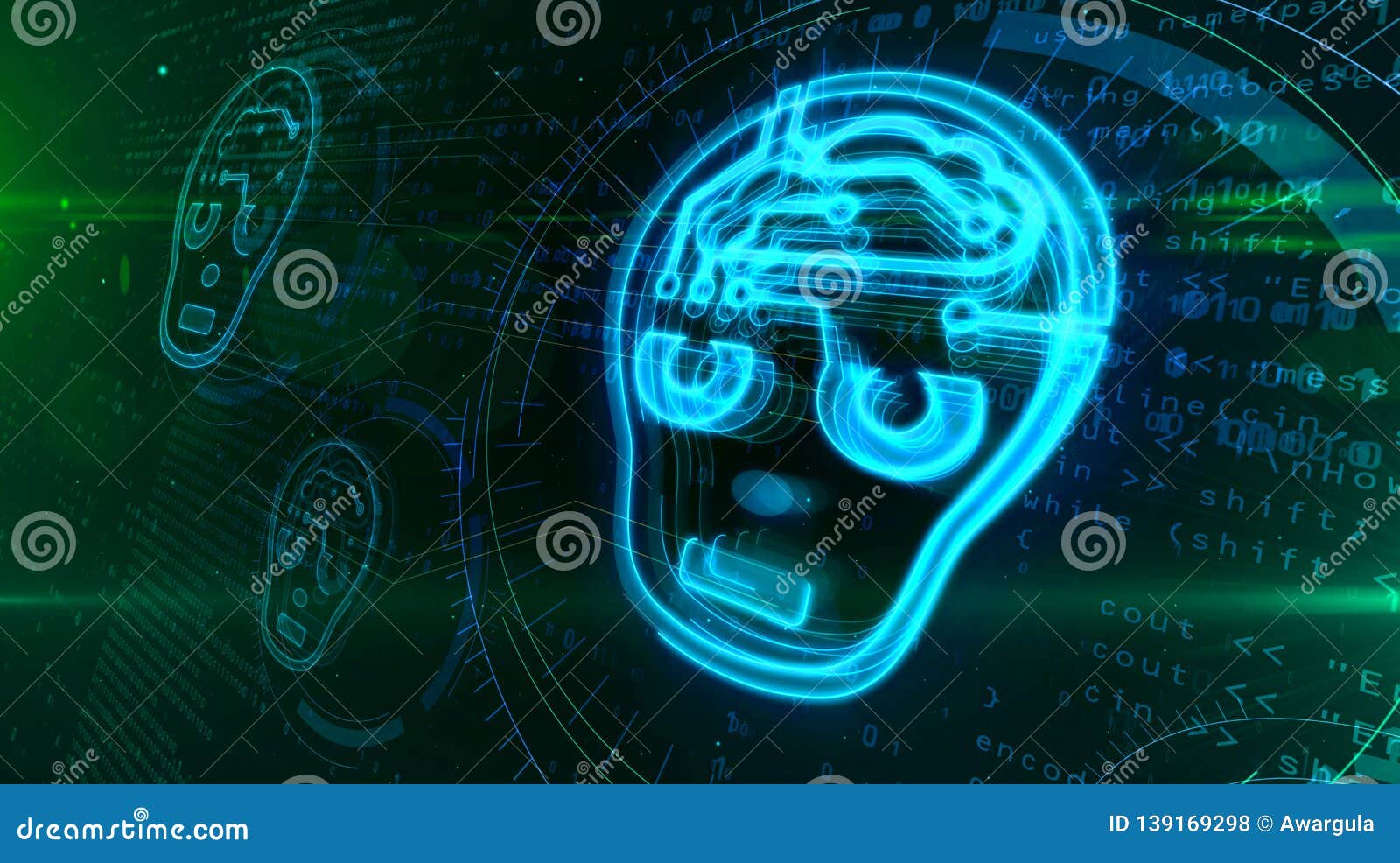 Artificial Intelligence with Cyber Head Symbol Stock Illustration ...