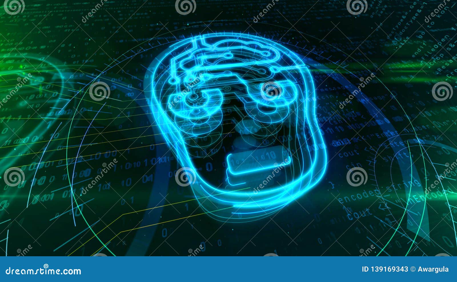 Artificial Intelligence with Cyber Head Symbol Stock Illustration ...