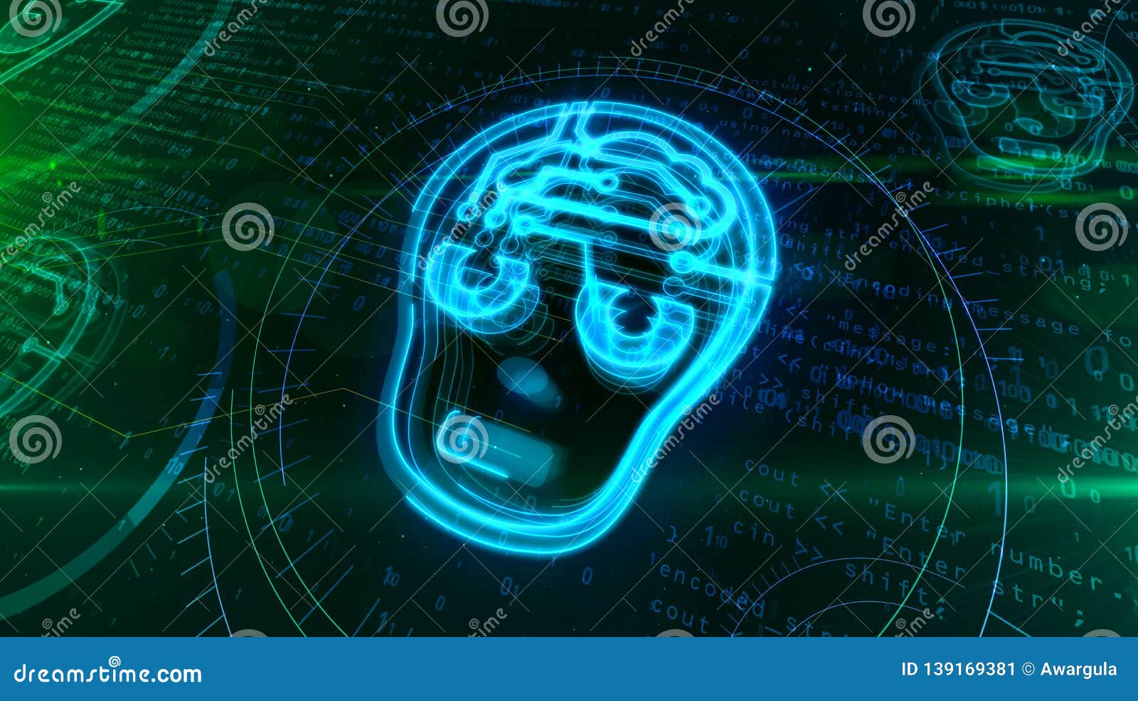 Artificial Intelligence with Cyber Head Symbol Stock Illustration ...