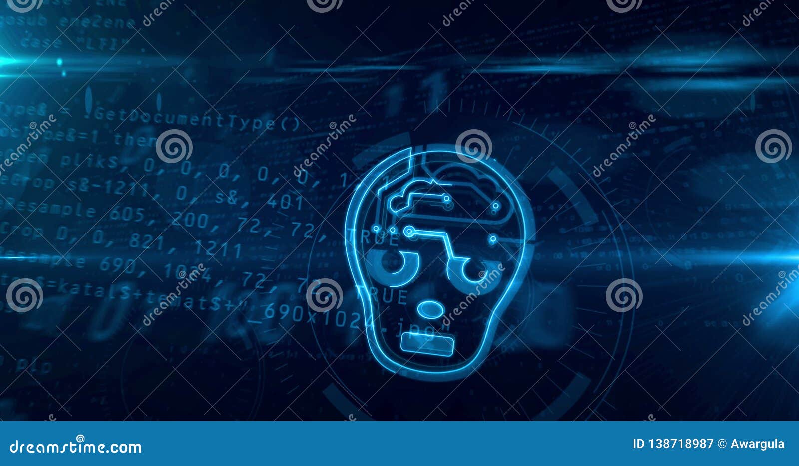 Artificial Intelligence with Cyber Head Symbol Loop Stock Video - Video ...