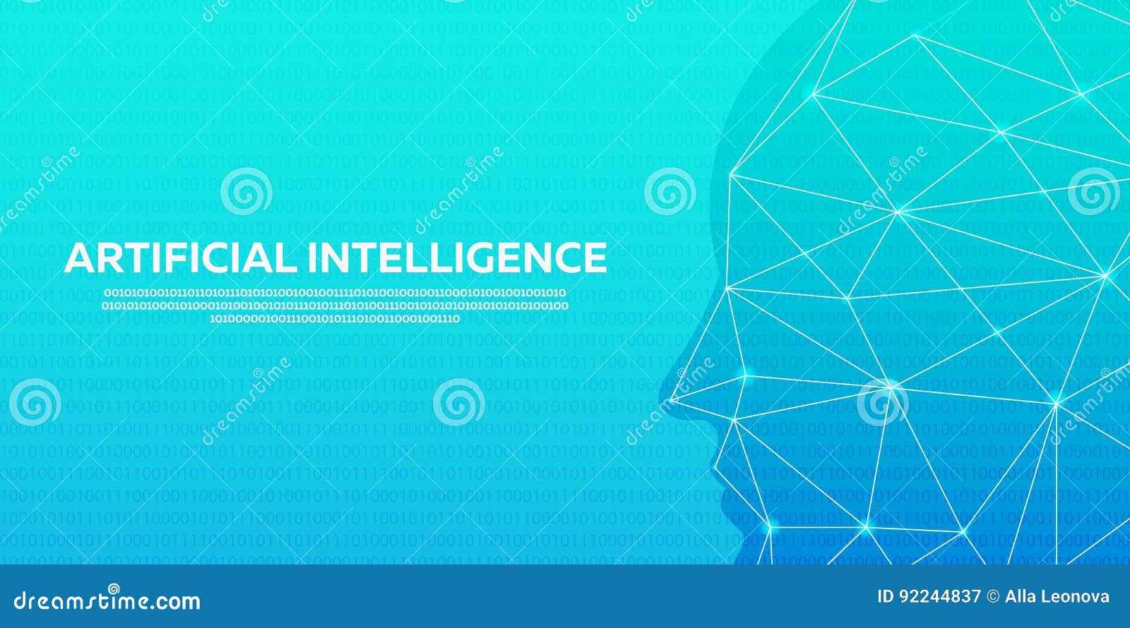 Artificial Intelligence, Cybernetic Brain, Binary Code. Vector Illustration. Stock Illustration ...