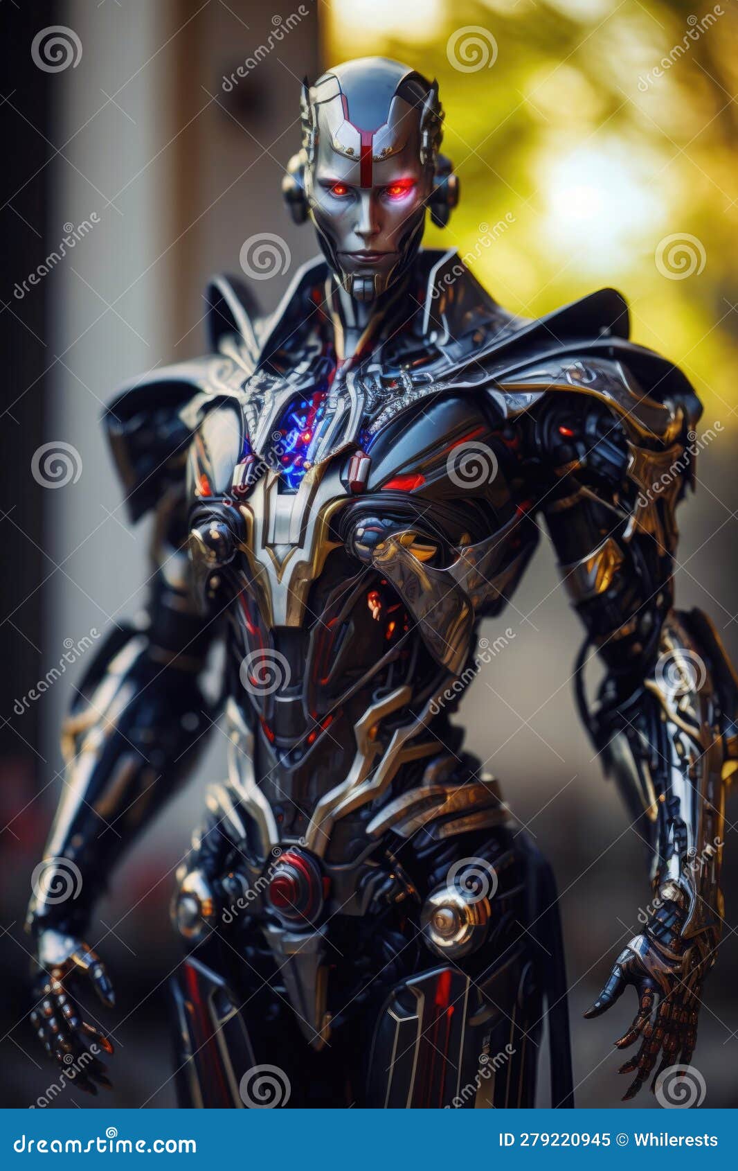 Artificial Intelligence Cyborg Man Portrait. Cybernetic Metal Robot ...