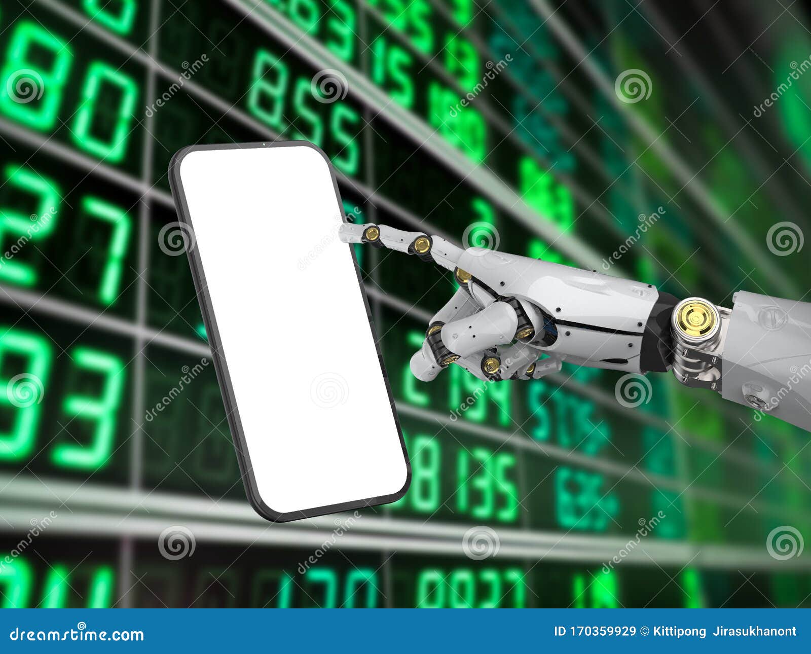 Artificial Intelligence Cyborg or Robot with Mobile Phone Stock ...