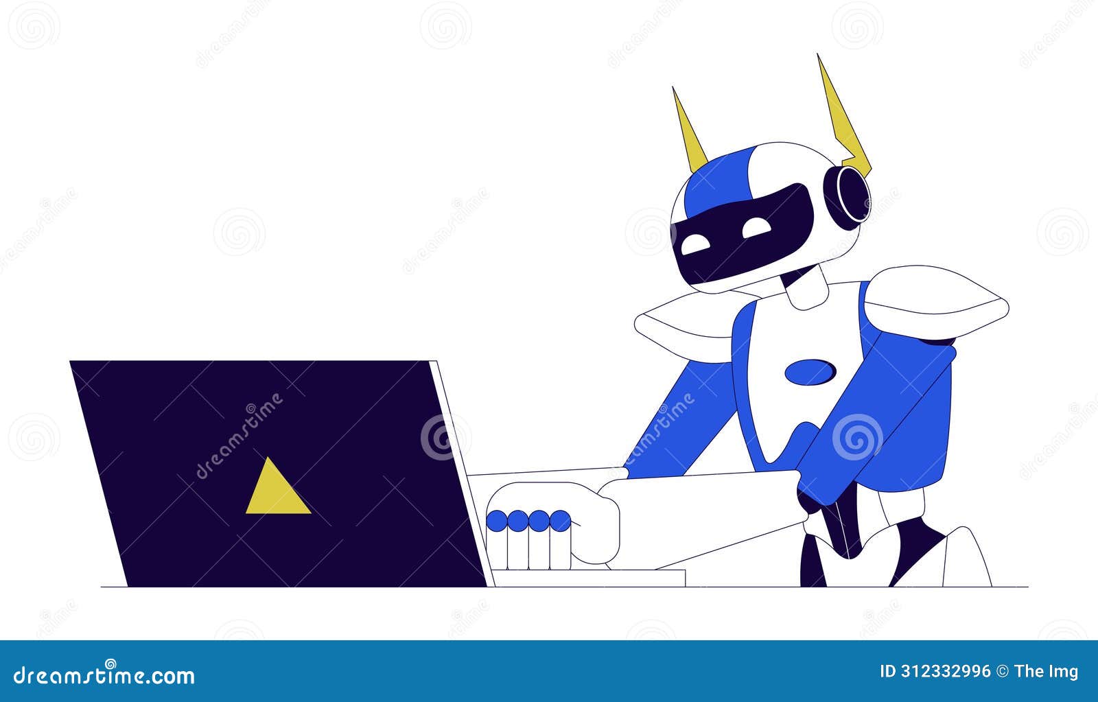 Artificial Intelligence 2D Linear Cartoon Character Stock Vector ...
