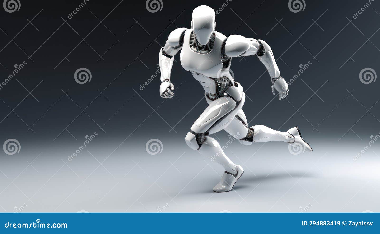 Artificial Intelligence 3D Robot Running on Solid Background with Copy ...