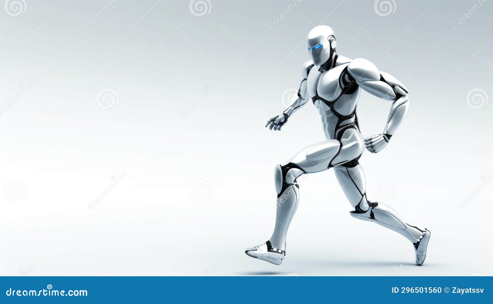 Artificial Intelligence 3D Robot Running on Solid Background with Copy ...