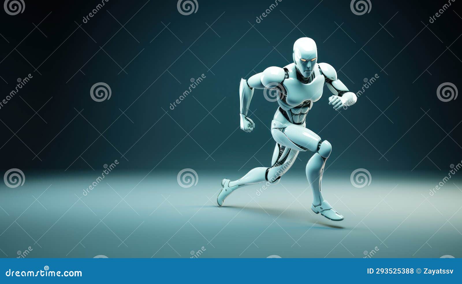 Artificial Intelligence 3D Robot Running on Solid Background with Copy ...