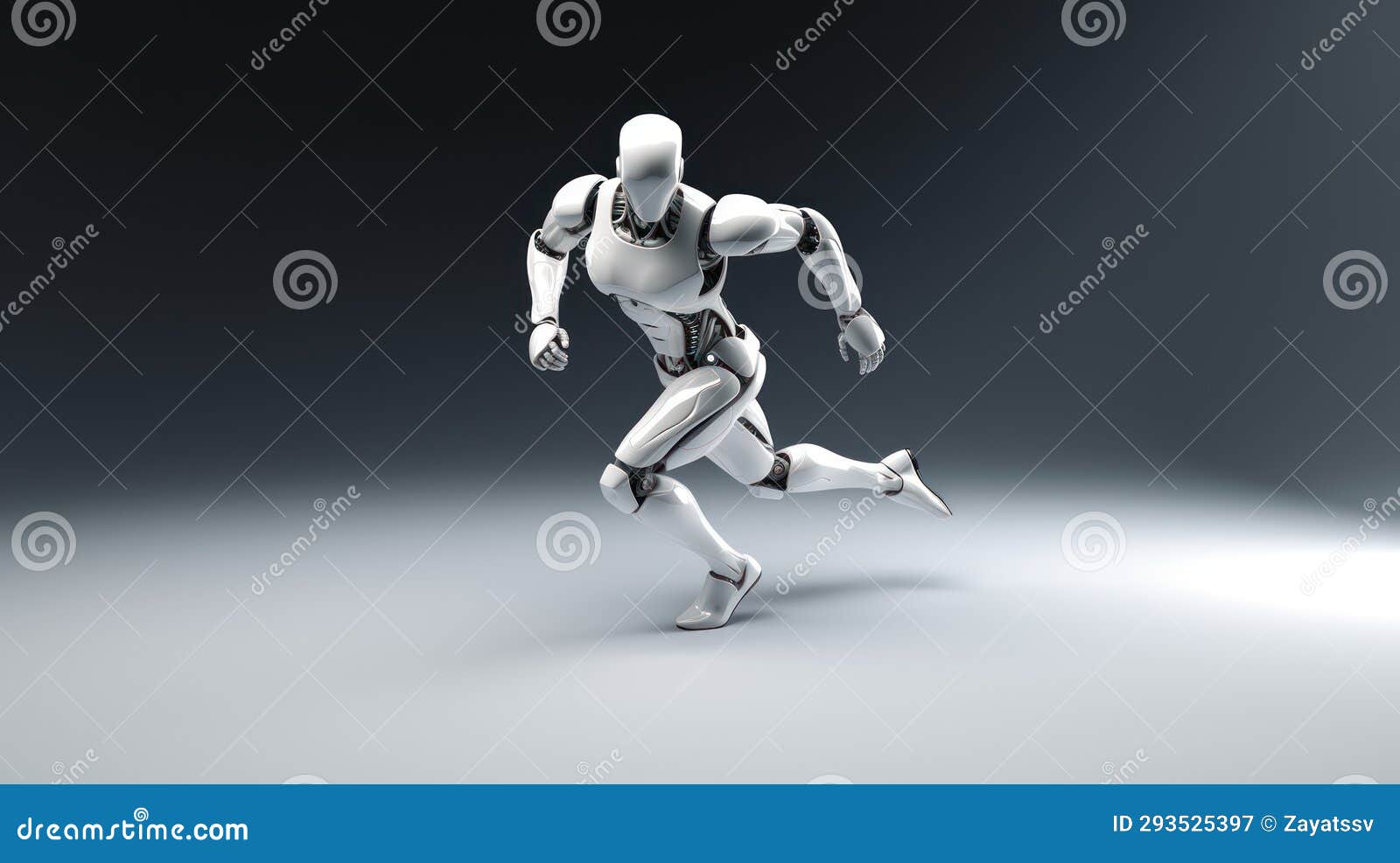 Artificial Intelligence 3D Robot Running on Solid Background with Copy ...