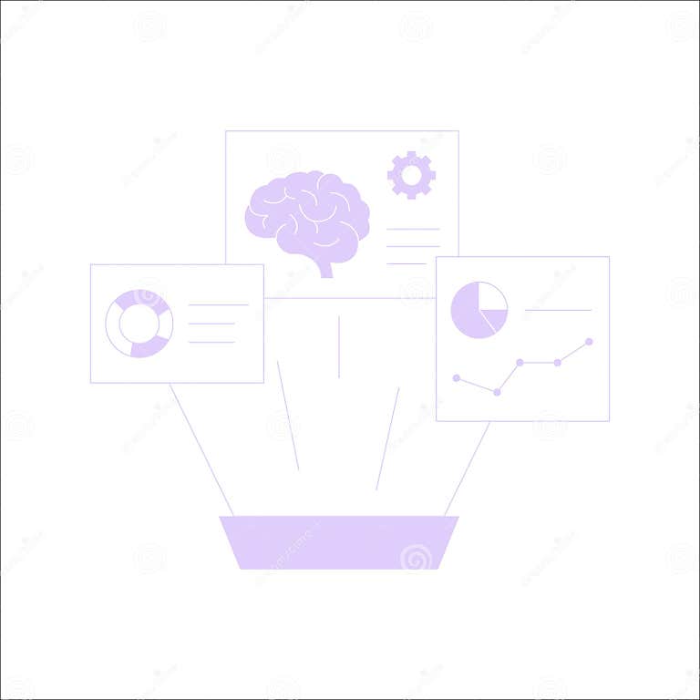 Artificial Intelligence Data Analysis on Screens in Flat Vector ...