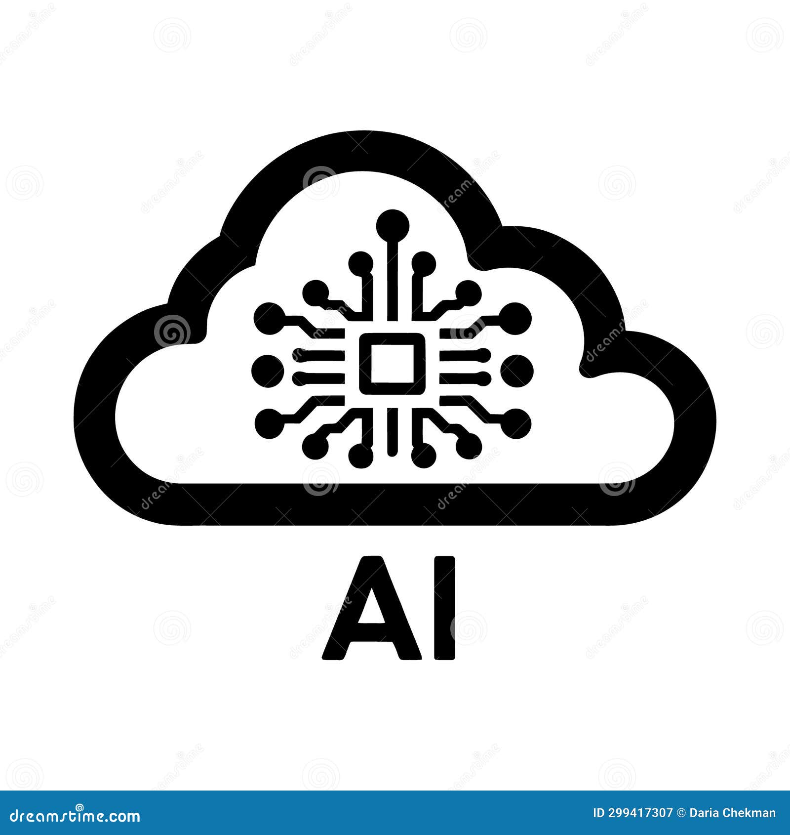 Artificial Intelligence Data Cloud Symbol Icon Isolated Stock ...