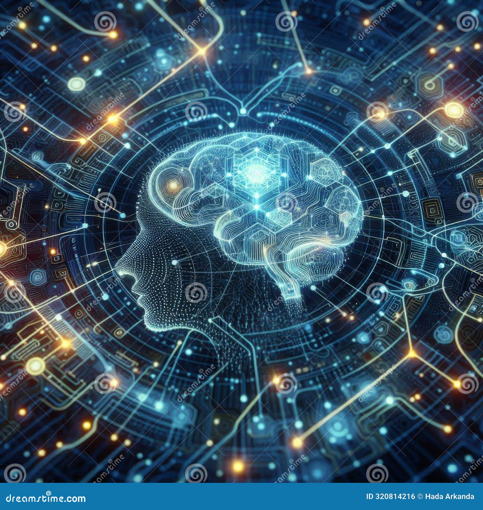 Artificial Intelligence Data Pathways. Blockchain Field Interactions Stock Illustration ...