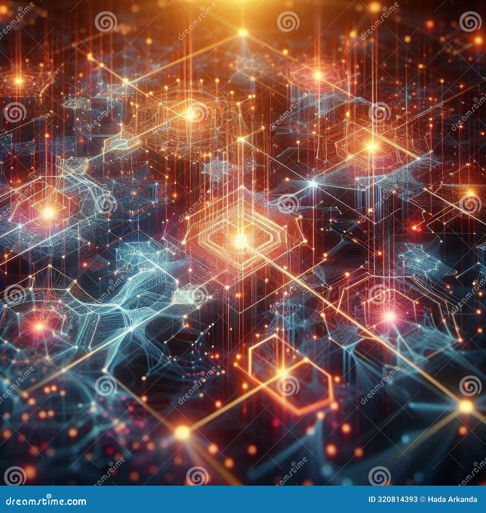 Artificial Intelligence Data Pathways. Blockchain Field Interactions Stock Illustration ...