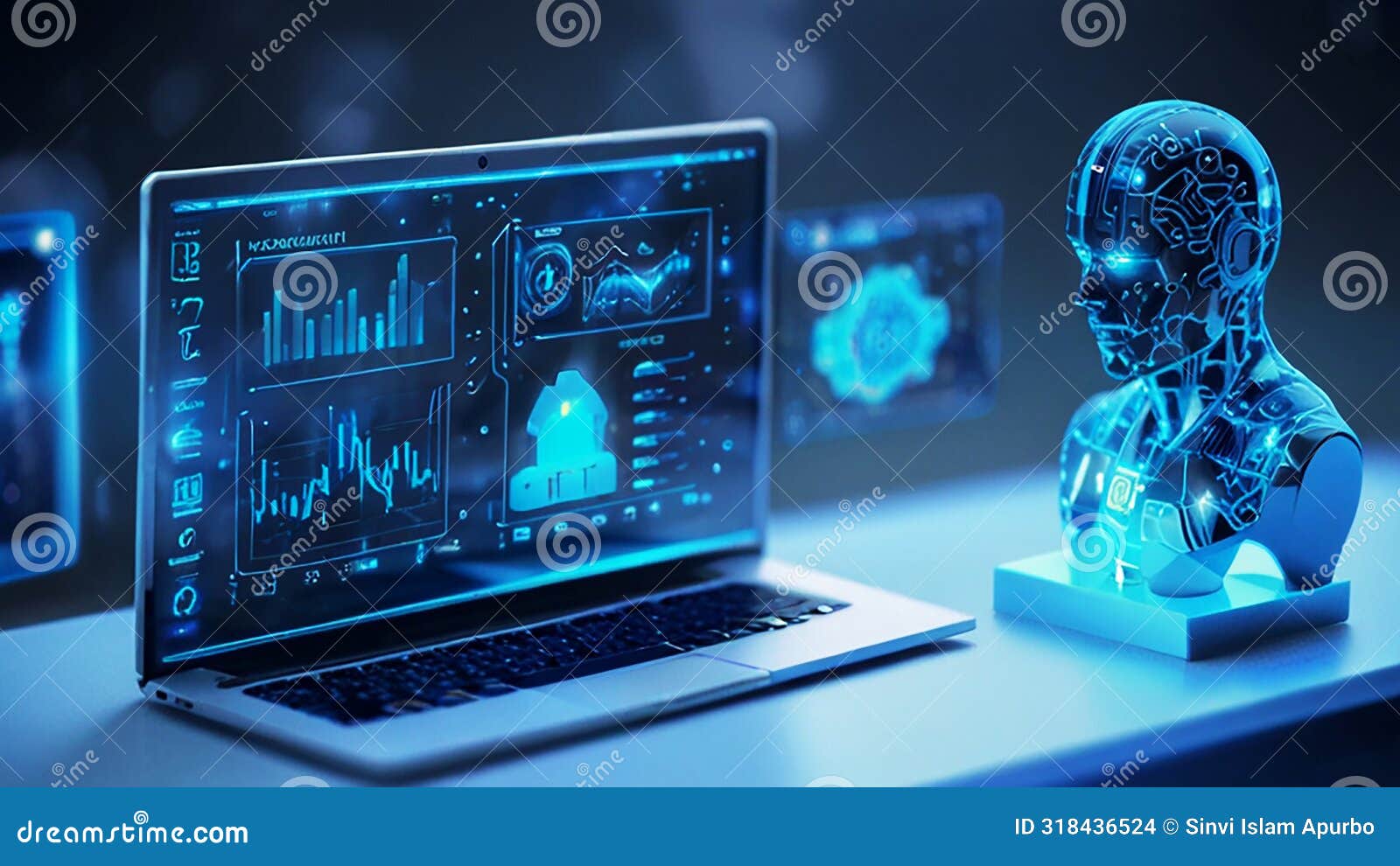 Artificial Intelligence, Data Science, Digital Table Using Icon ...