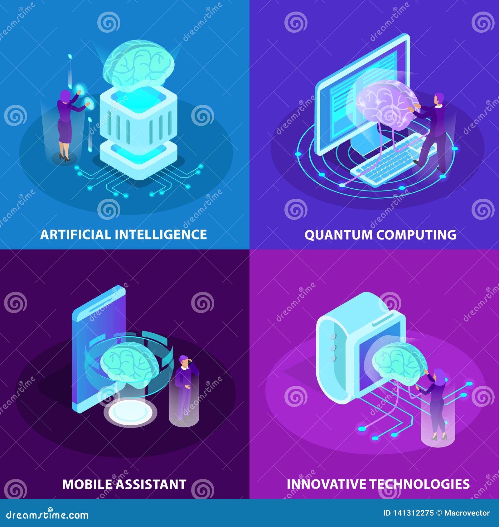 Artificial Intelligence 2x2 Design Concept Stock Vector - Illustration ...