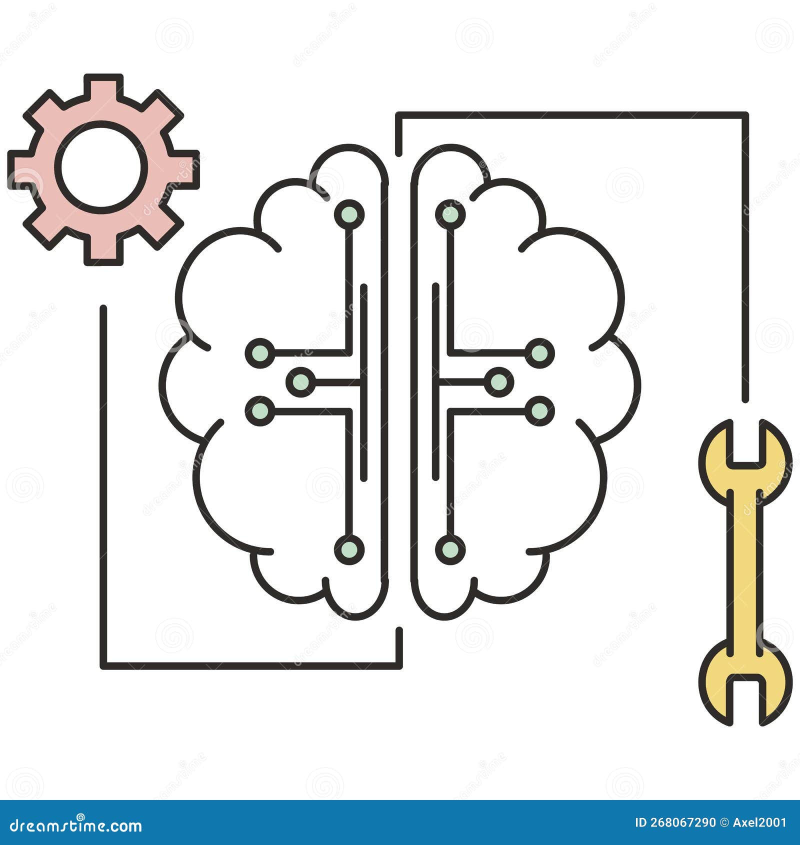 Artificial Intelligence Development Icon Vector Brain and Tools Design ...