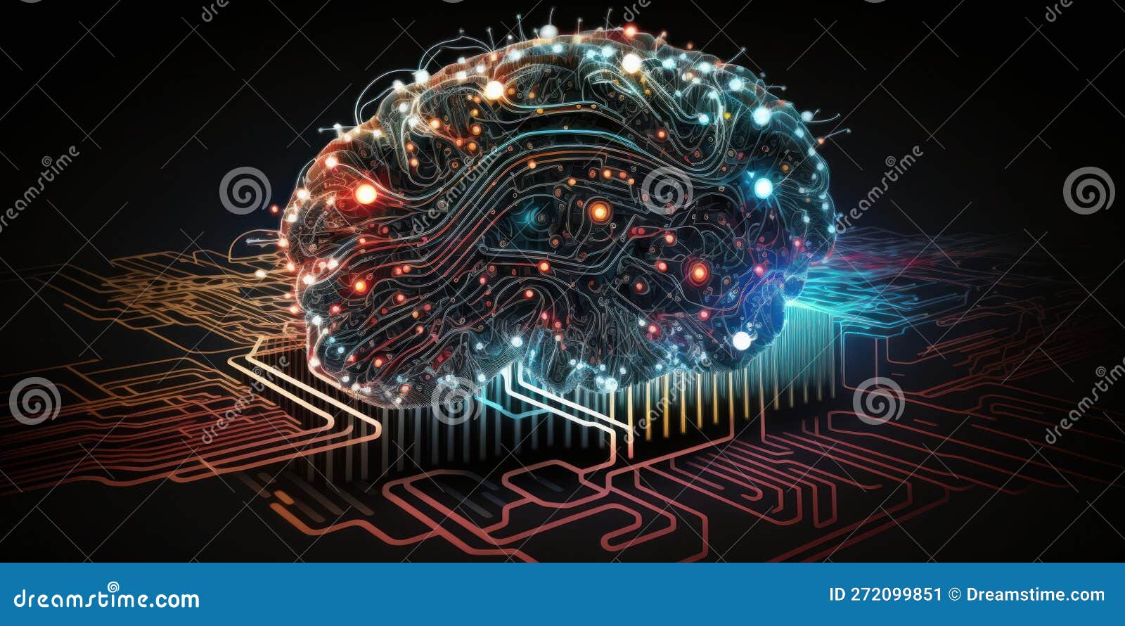 Artificial Intelligence Digitaal Brein Stock Illustratie - Illustration ...