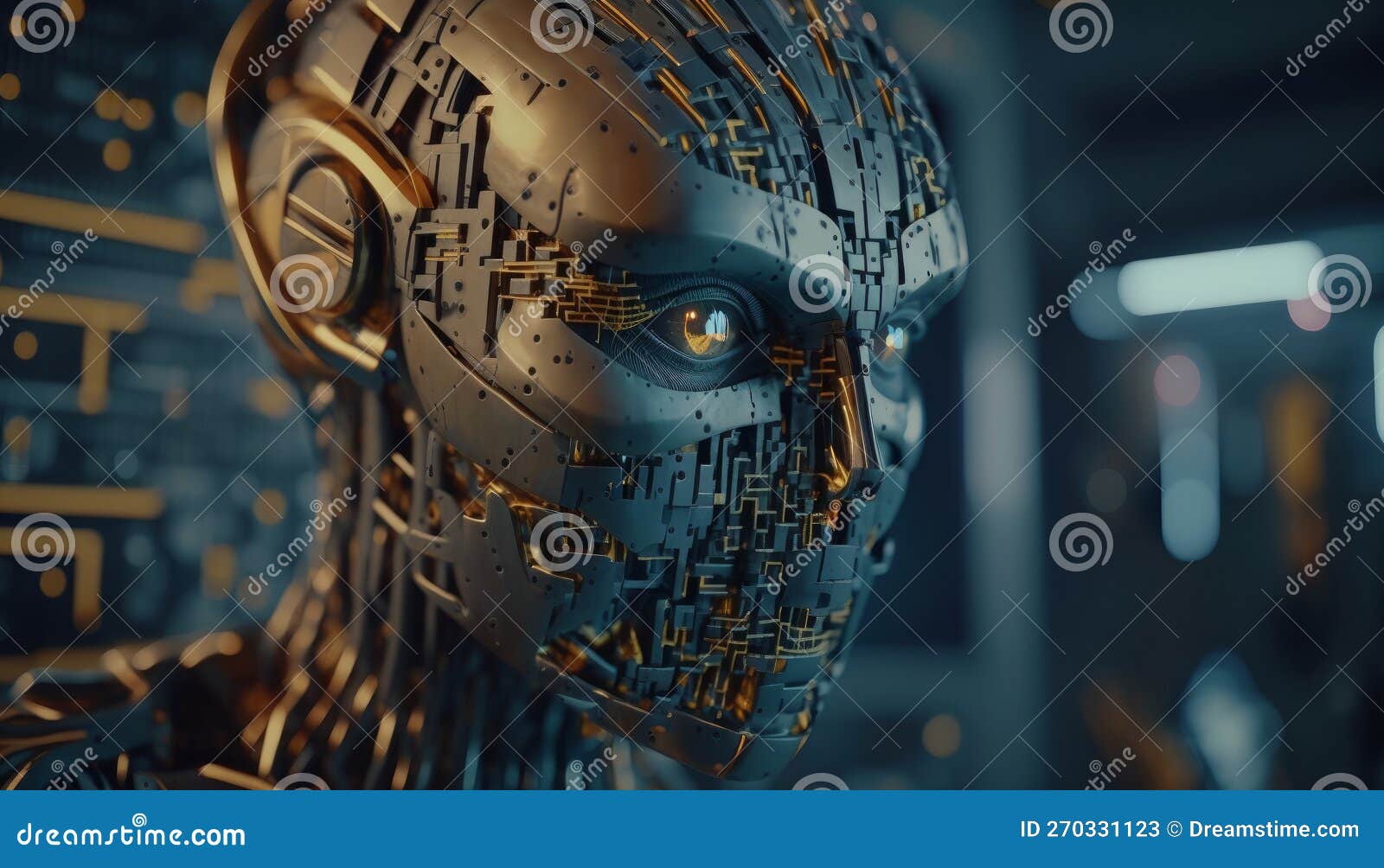 Artificial Intelligence with a Digital Brain.AI Robot and Futuristic ...