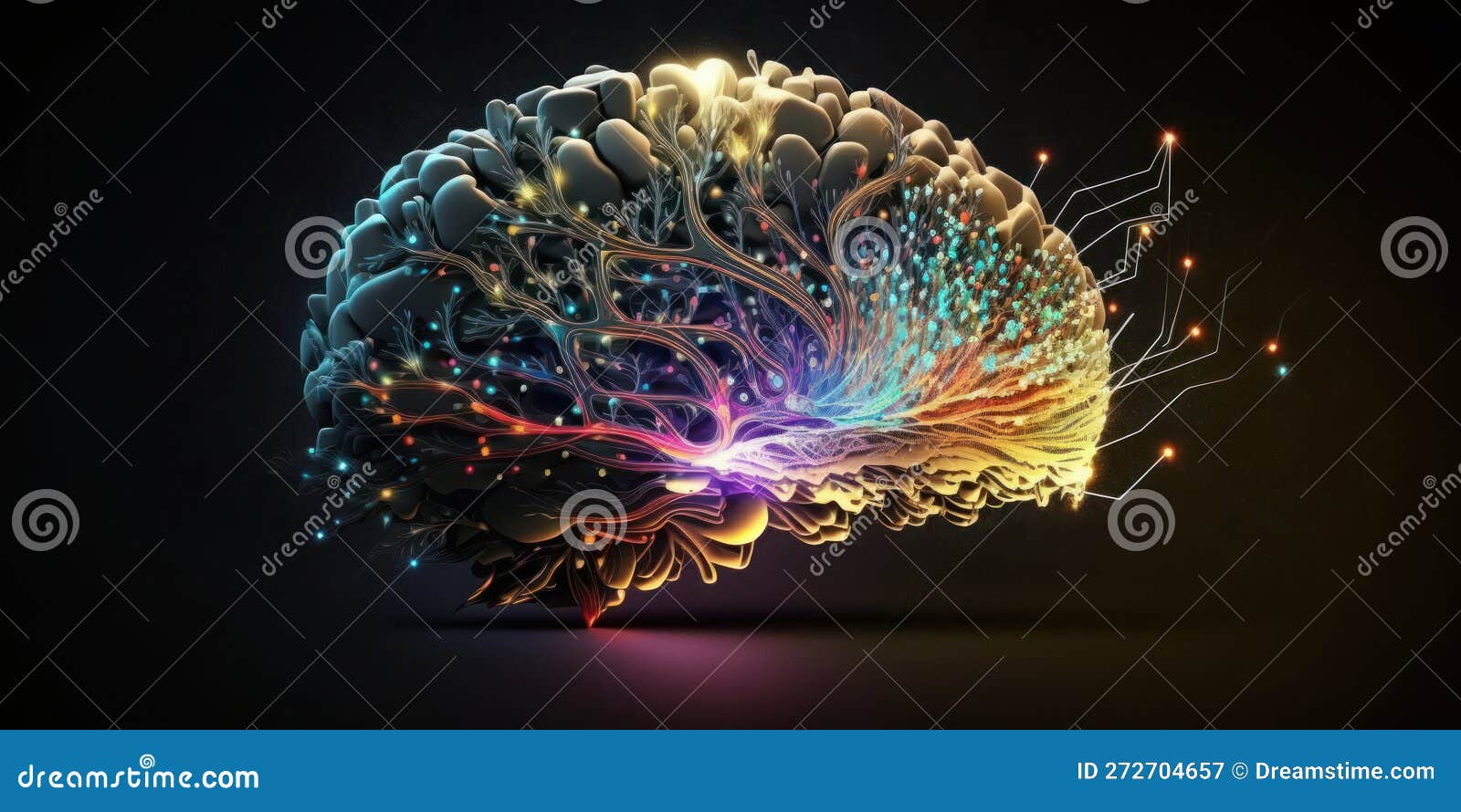 Artificial Intelligence Digital Brain Stock Illustration - Illustration ...