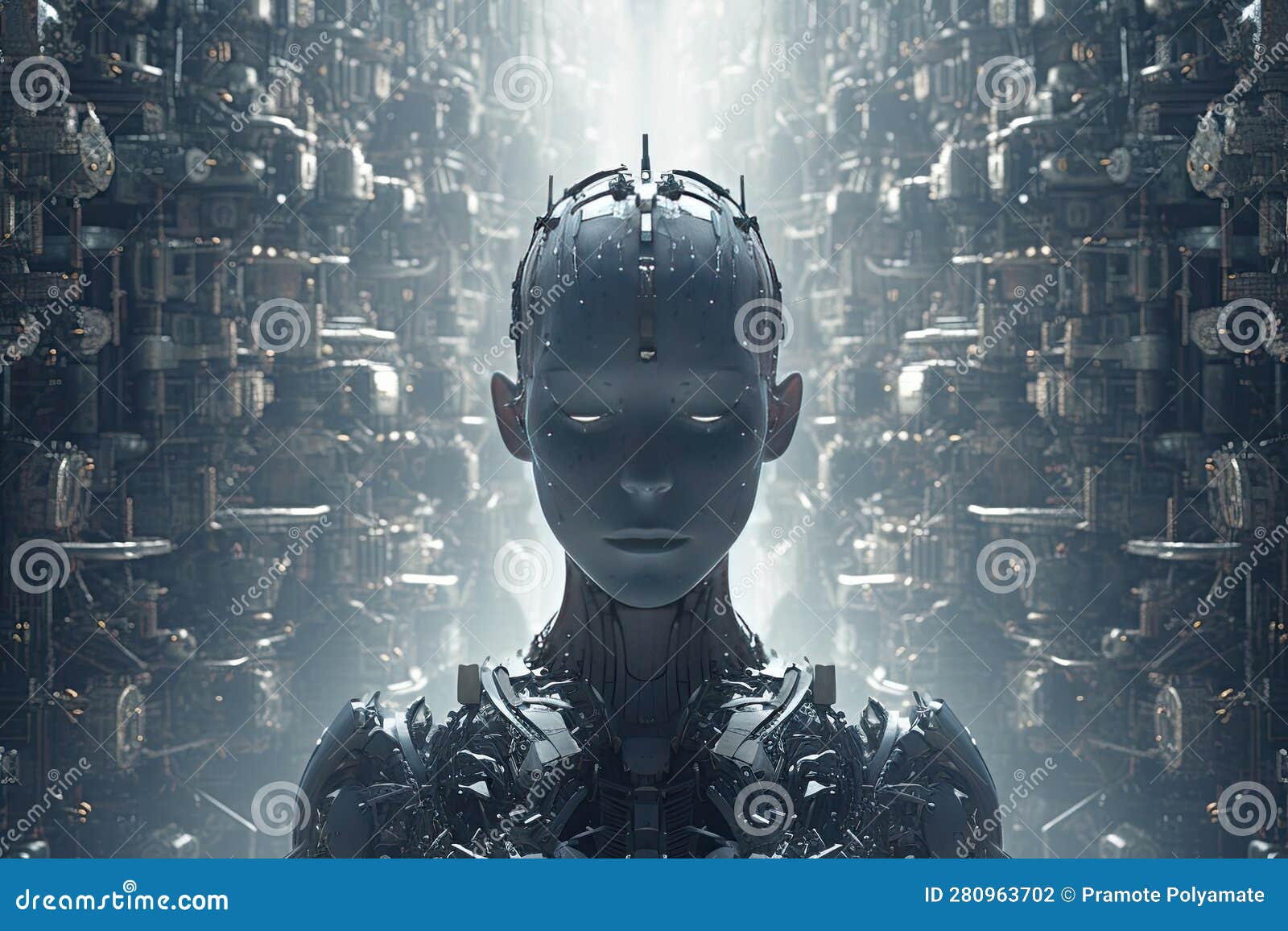 Artificial Intelligence, Digital Brain Connected To Data Center. Generative AI Stock ...