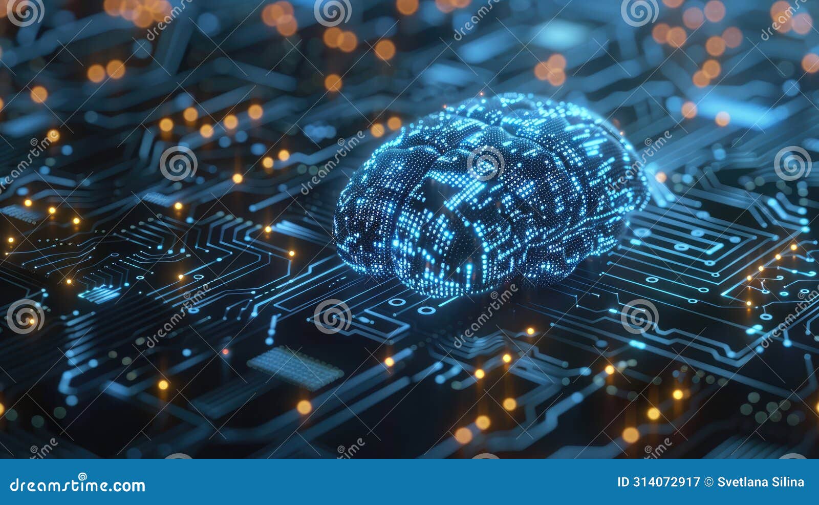 Artificial Intelligence. Digital Brain Made of Circuits, Visualizing AI ... Artificial Intelligence. Digital Brain Made of Circuits, Visualizing AI ...