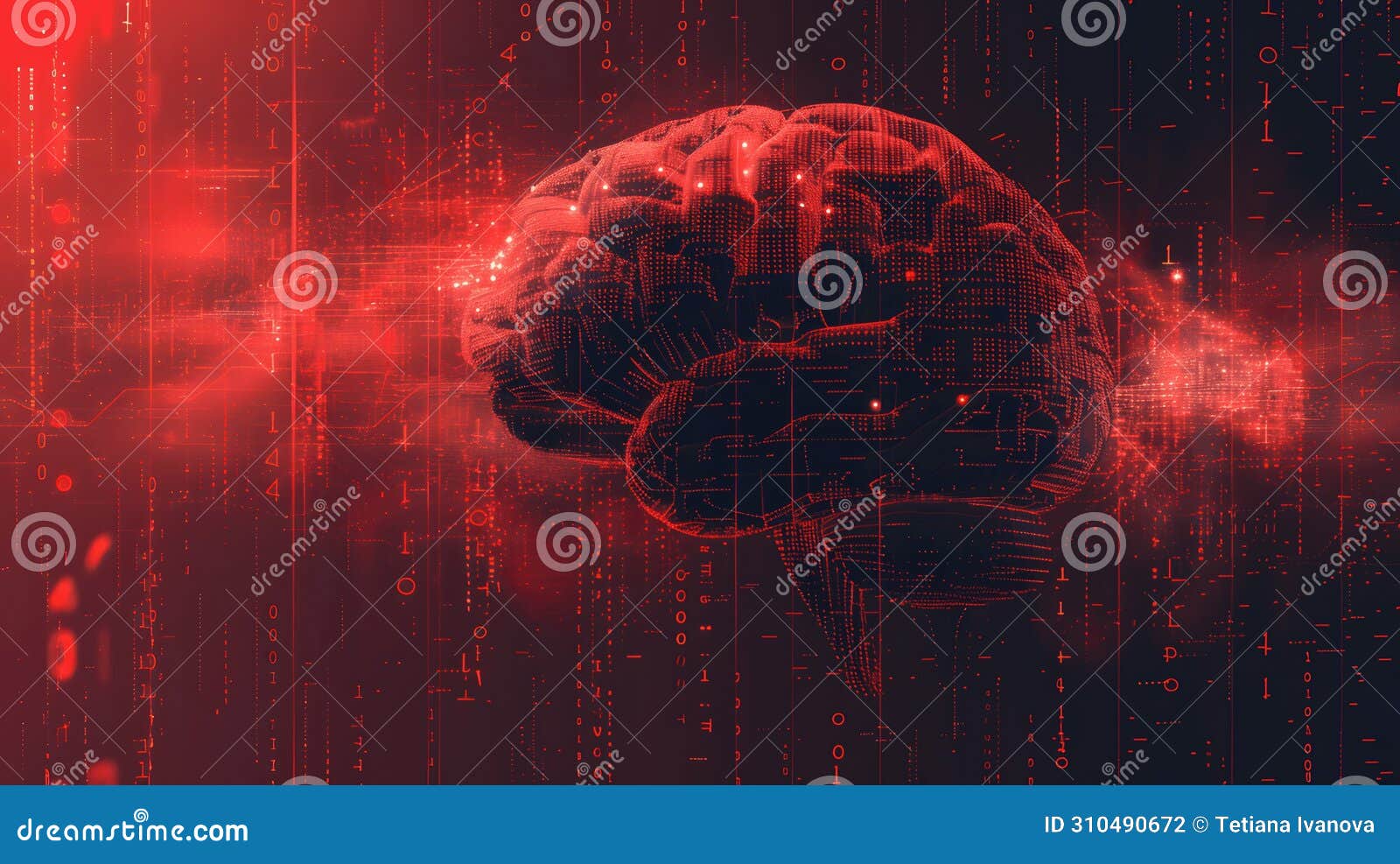Artificial Intelligence, Digital Brain Theme. Stock Illustration ...