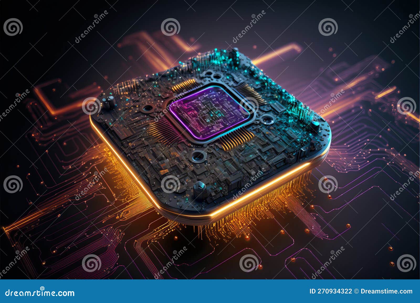 Artificial Intelligence Digital Chips. Generative Ai Stock Illustration ...