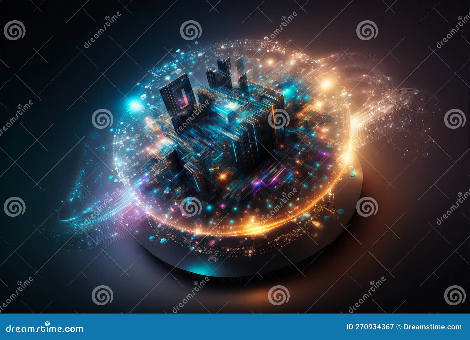 Artificial Intelligence Digital Chips. Generative Ai Stock Illustration ...