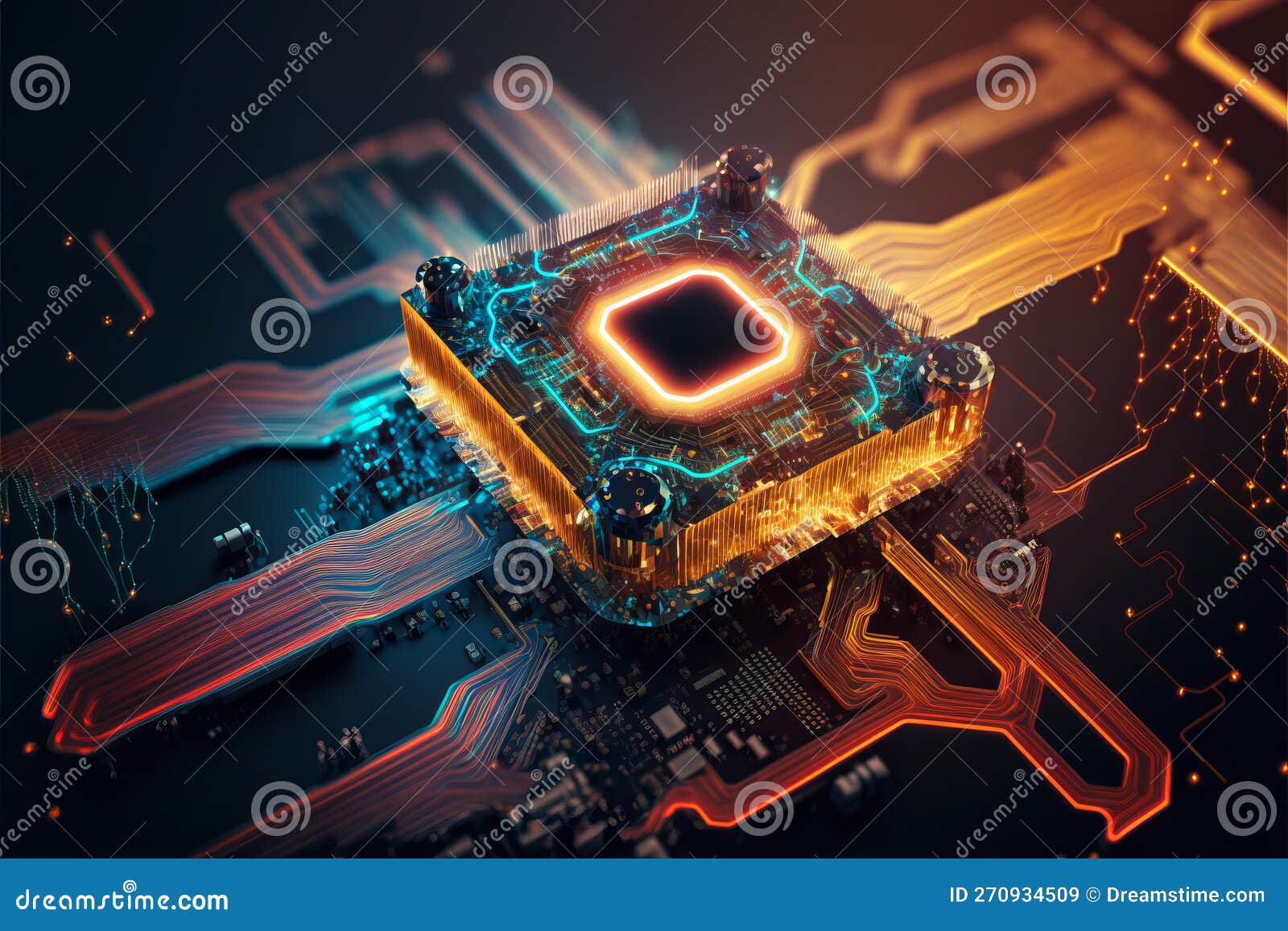 Artificial Intelligence Digital Chips. Generative Ai Stock Illustration ...