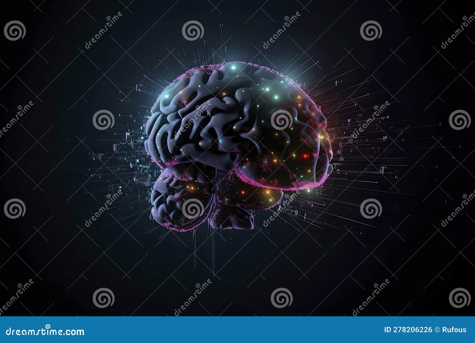 Artificial Intelligence Digital Concept with Abstract Brains Stock ...