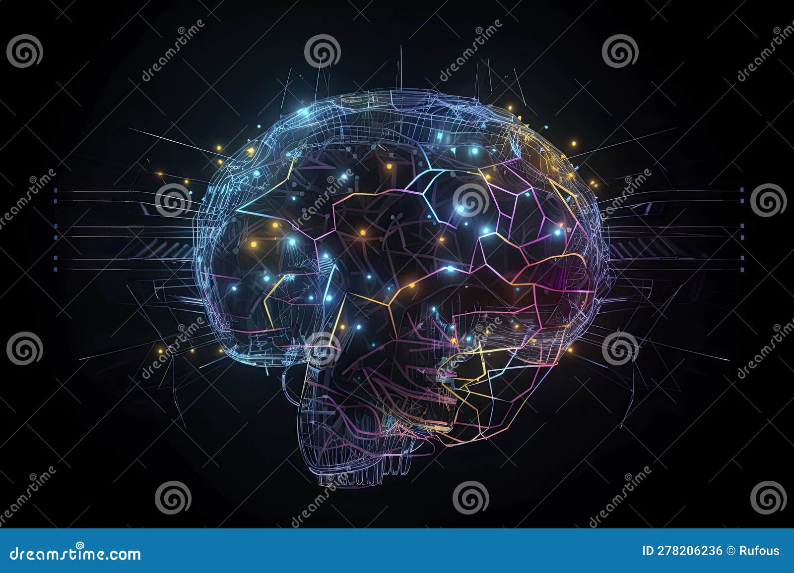 Artificial Intelligence Digital Concept with Abstract Brains Stock ...