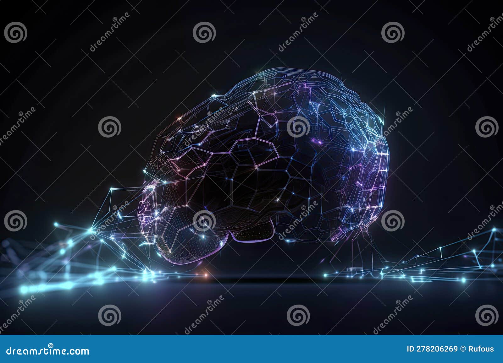 Artificial Intelligence Digital Concept with Abstract Brains Stock ...