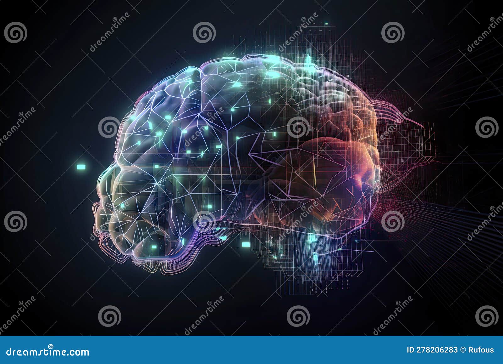 Artificial Intelligence Digital Concept with Abstract Brains Stock ...