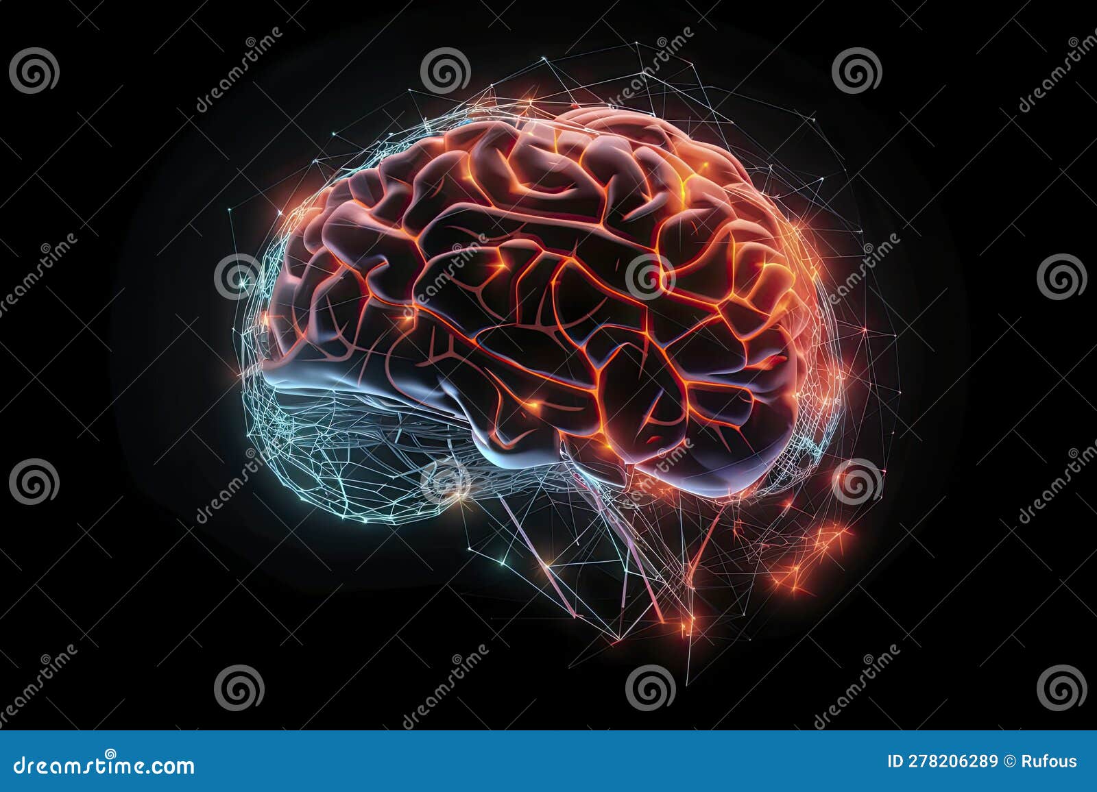 Artificial Intelligence Digital Concept with Abstract Brains Stock ...
