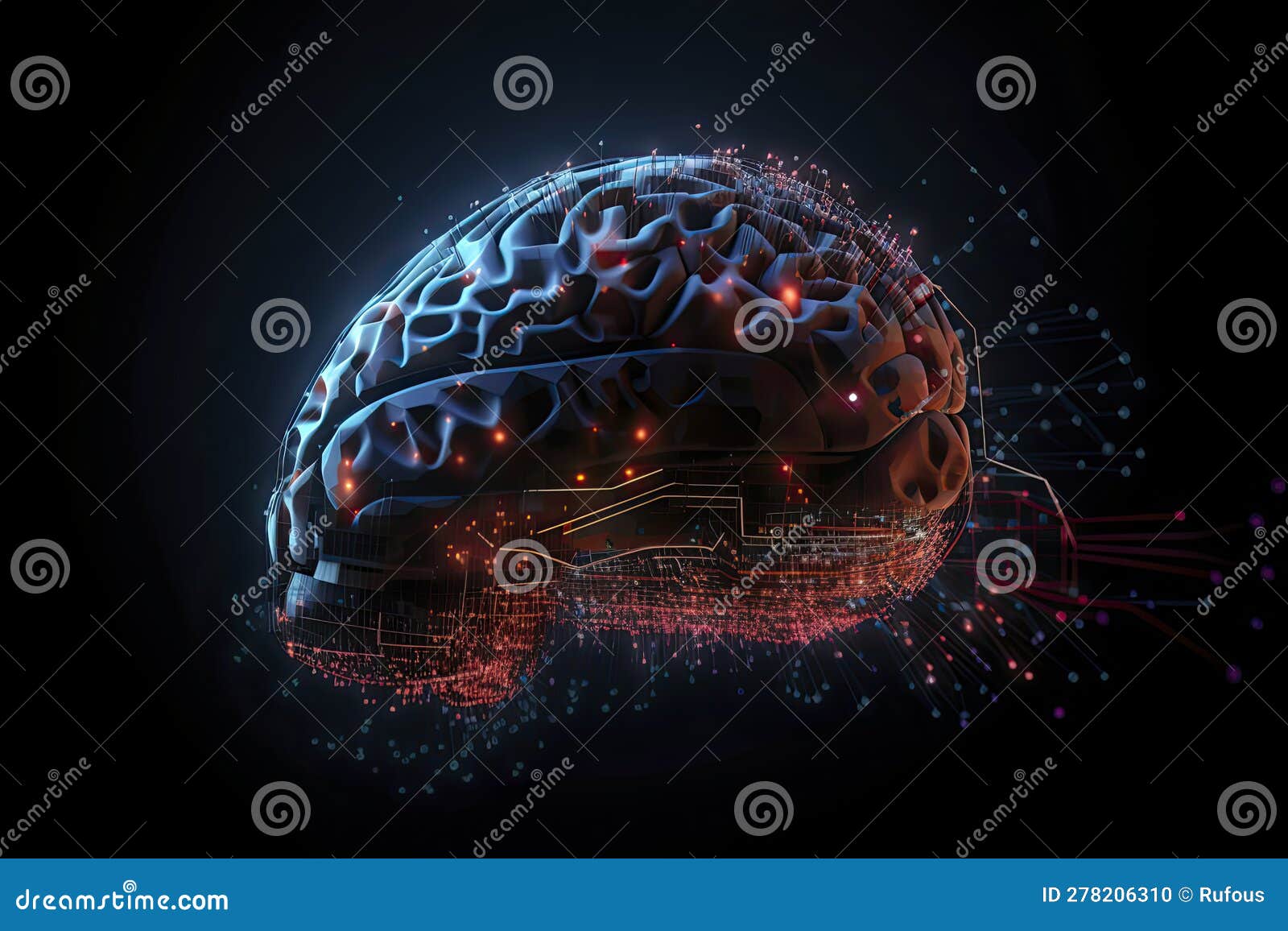 Artificial Intelligence Digital Concept with Abstract Brains Stock ...