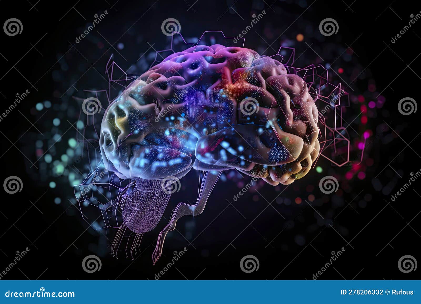 Artificial Intelligence Digital Concept with Abstract Brains Stock ...