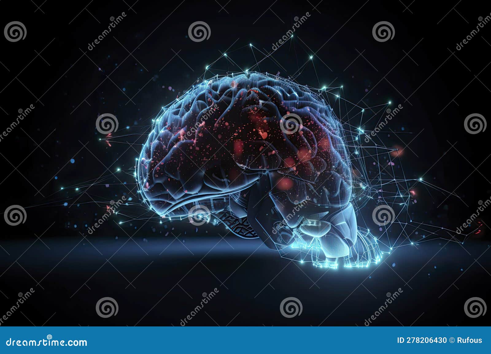 Artificial Intelligence Digital Concept With Abstract Brains Stock