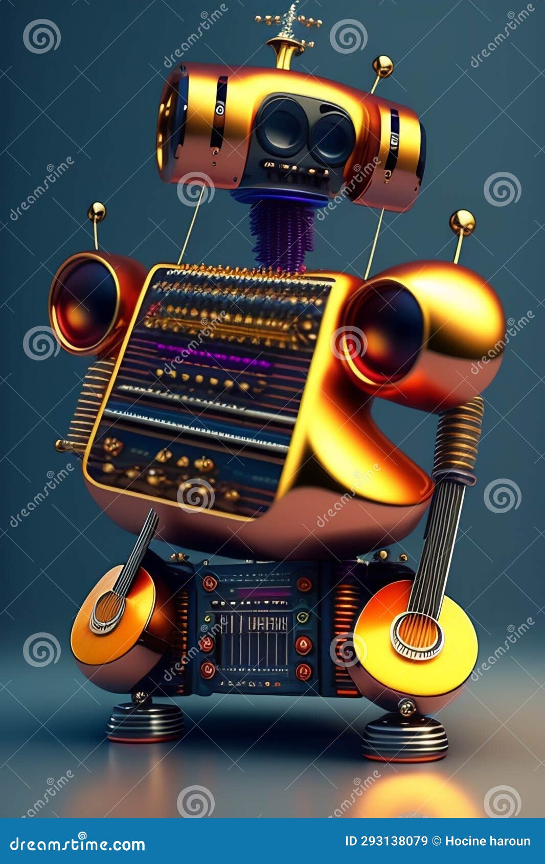 A music robot, digital art stock illustration. Illustration of iron ...