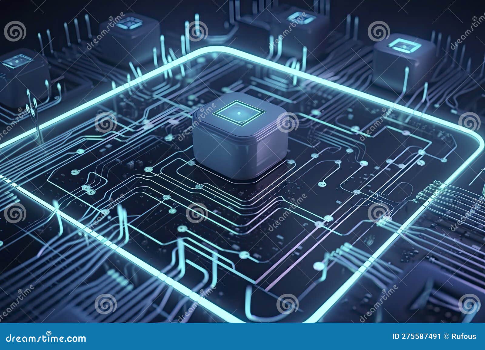 Artificial Intelligence Digital Concept Illustrate of Modern Internet ...