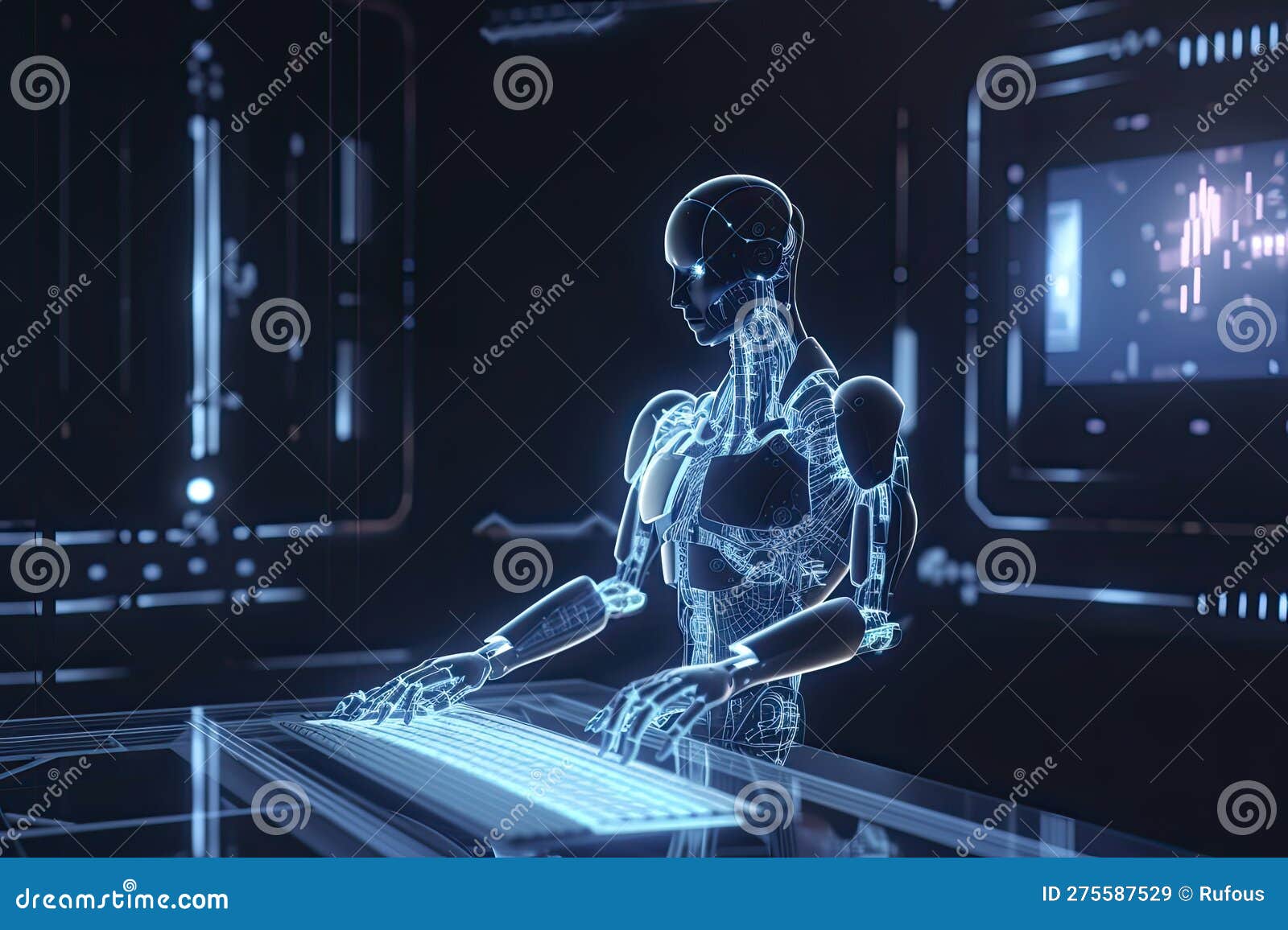 Artificial Intelligence Digital Concept Illustrate of Modern Internet ...