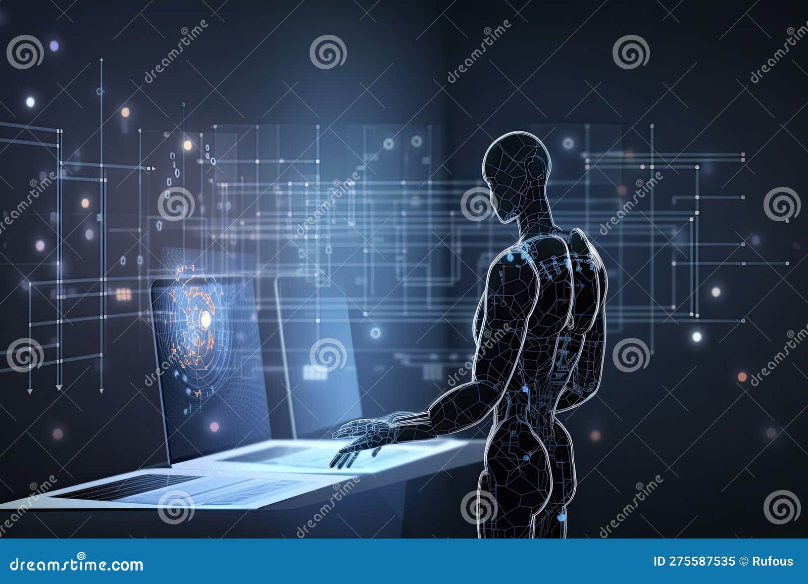 Artificial Intelligence Digital Concept Illustrate of Modern Internet ...