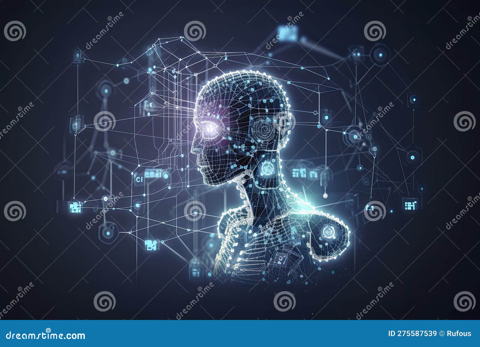 Artificial Intelligence Digital Concept Illustrate of Modern Internet ...