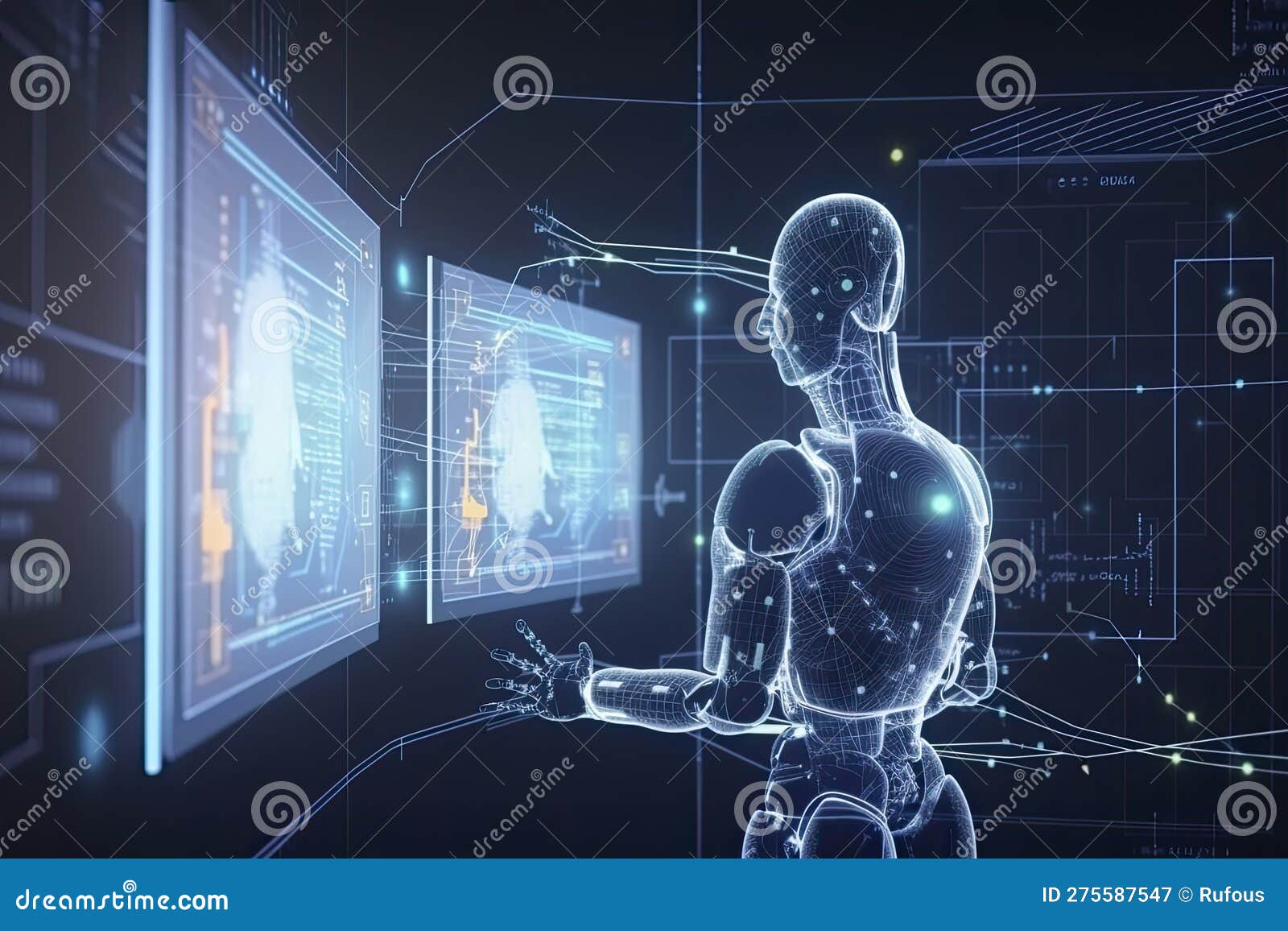 Artificial Intelligence Digital Concept Illustrate of Modern Internet ...