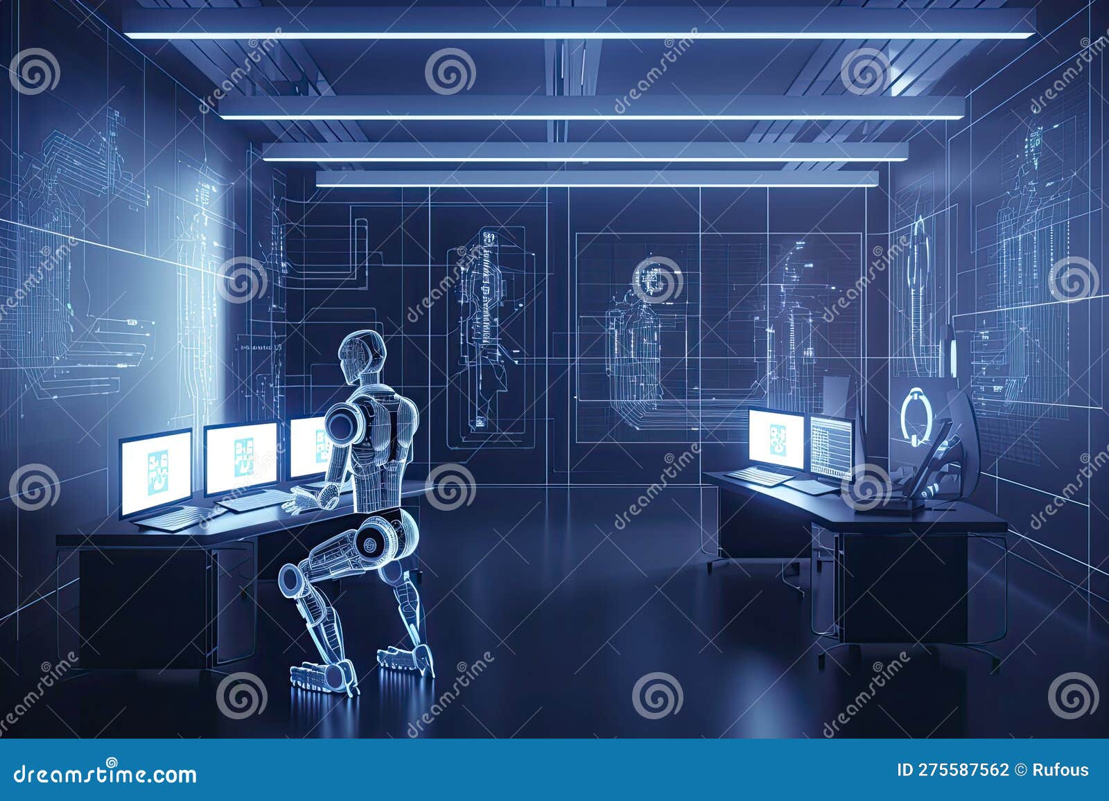 Artificial Intelligence Digital Concept Illustrate of Modern Internet ...