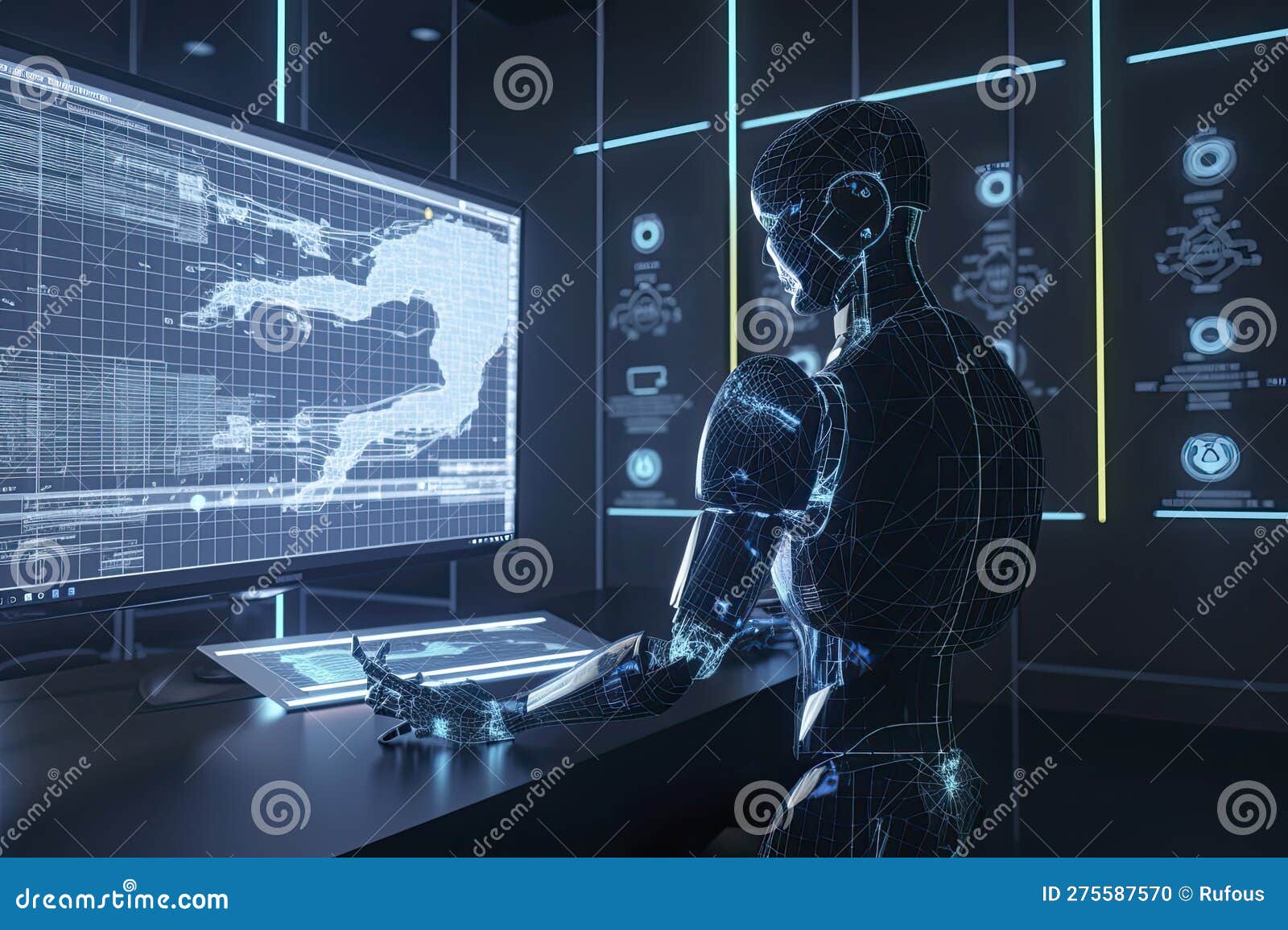 Artificial Intelligence Digital Concept Illustrate of Modern Internet ...